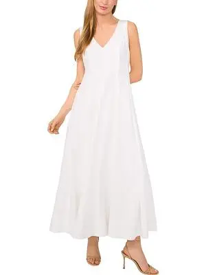 Ted Baker London Sleeveless V-neck Pleated Maxi Dress - Ultra White