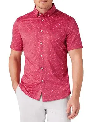 Mizzen+main Halyard Short Sleeve Dress Shirt Red Clay Dot