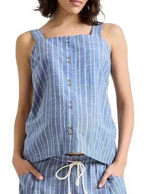 Hatch Collection Yasmine Maternity Tank Top - Blue/white Stripe