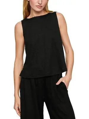 Eberjey Linen Cropped Tank Top - Black