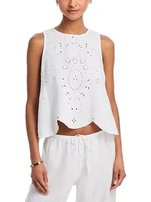 Bella Dahl Linen Eyelet Top - White