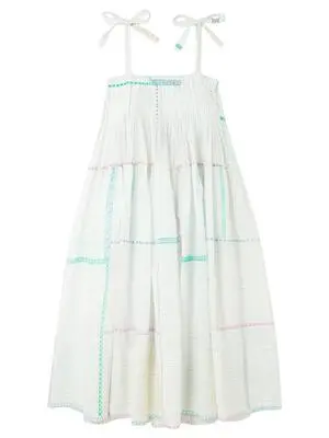 EKA Riley Ruffled Printed Cotton And Silk-blend Voile Midi Dress - White