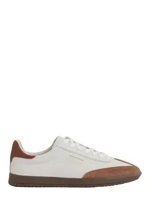 REISS Bode Suede Low-Top Trainers Off White/brown
