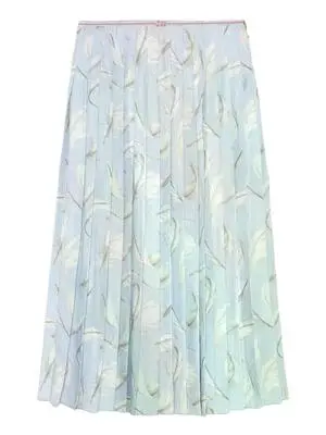 Thom Browne Feather-print Silk Midi Skirt - Blue
