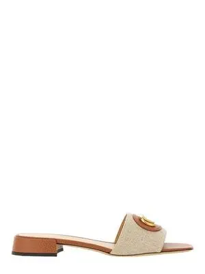 Valentino Garavani Vlogo Signature Slide Sandal - Beige