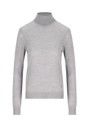 Saint Laurent Cassandre Wool Turtleneck - Grey