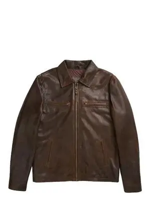 LAST WOLF Rainer Moto Leather Jacket Brown