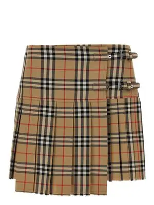 Burberry Kilt Pleated Mini Skirt - Beige