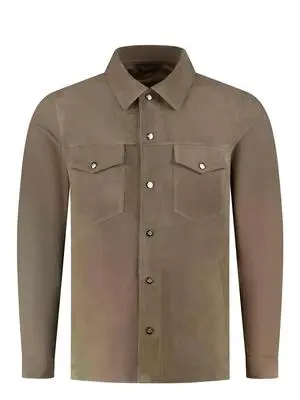 LUIGI BORRELLI Long-sleeved Shirt Jacket - Brown