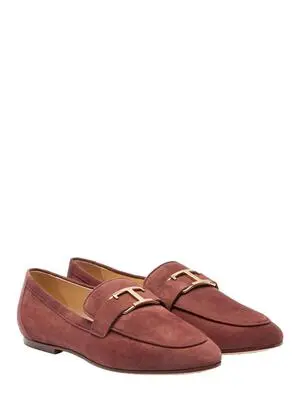 TOD'S T Timeless Suede Loafers - Red