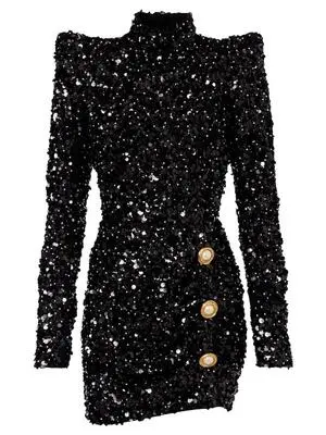 Balmain Sequined Minidress - Black