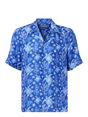 Vilebrequin Charli Printed Silk Bowling Shirt - Blue