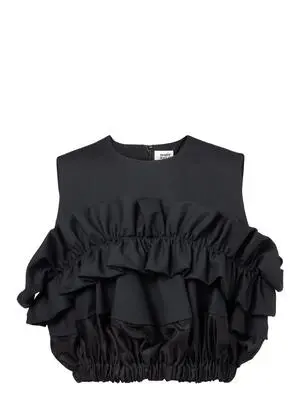 Noir Kei Ninomiya Ruffled Wool Top - Black