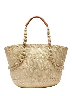 AQUAZZURA Isla Raffia Tote Bag - Beige