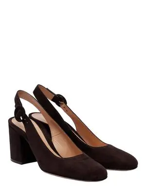 GIANVITO ROSSI Suede Slingback Pumps - Brown
