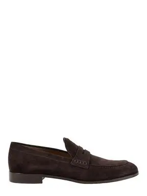 GIANVITO ROSSI George Suede Penny Loafers - Brown
