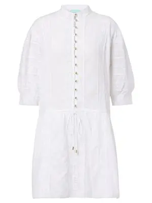 Melissa Odabash Rita Lace-trimmed Cotton Minidress - White