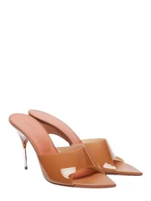 Amina Muaddi Bianca Glass 95 Mules - Brown