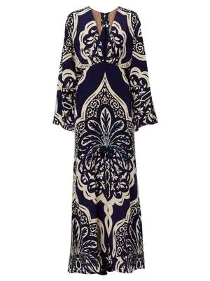 Johanna Ortiz Sequined Printed Silk Maxi Dress - Blue