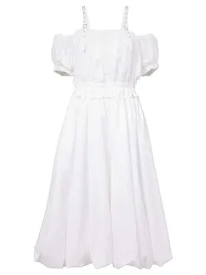 Noir Kei Ninomiya Off-shoulder Cotton Poplin Midi Dress - White