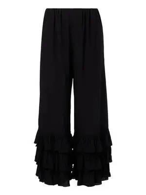 Chloé Layered Crêpe De Chine Wide-leg Pants - Black