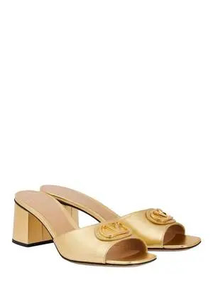 Valentino Garavani Vlogo Metallic Leather Mules - Gold