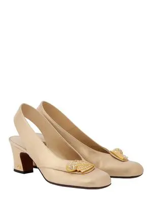 Valentino Garavani Adamantine Embellished Slingback Pumps - Gold