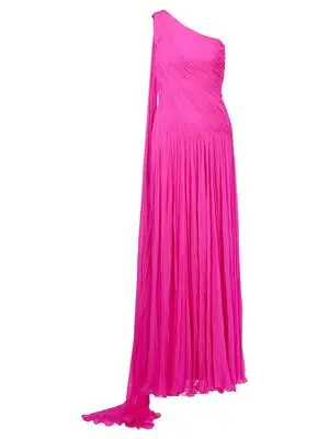 MARMAR HALIM Pleated Silk Georgette Chiffon Gown - Pink