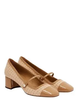 JIMMY CHOO Elisa 45 Raffia-effect Mary Jane Pumps - Neutrals
