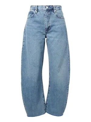 FRAME Bubble Crop High-rise Barrel-leg Jeans - Blue