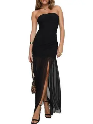 Princess Polly Strapless Mesh Maxi Dress - Black