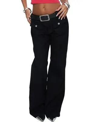 Princess Polly Benicale Low Rise Cargo Pants - Black