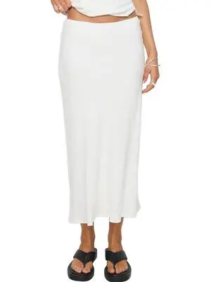 Princess Polly Linen Blend A-line Midi Skirt - White