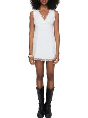 Princess Polly Embroidered Open Back Cotton Mini Dress - White