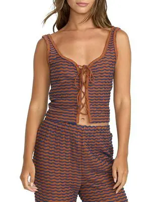 BILLABONG Tie Front Cotton Blend Tank Top - Sedona
