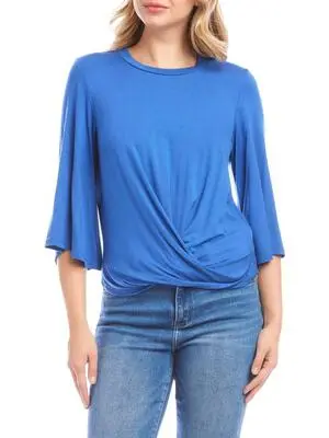 Karen Kane Drape Front Jersey Top - Blue
