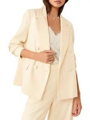 FRIENDS LIKE THESE Crosshatch Double Breasted Blazer - Cream