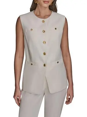 Donna Karan New York Linen Blend Vest - Cream