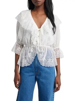 LIPSY Lace Dobby Shirt - White