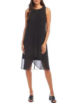 Karen Kane Draped Crossover Shift Dress - Black