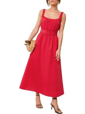 FRIENDS LIKE THESE Belted Cotton Maxi Dress - Red