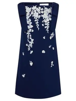 Carolina Herrera Bow-detail Embroidered Shift Dress - Blue