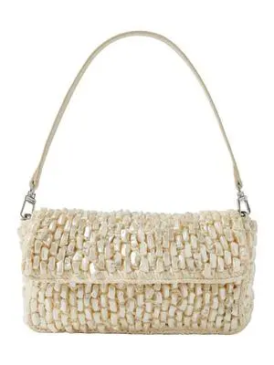 Staud Timmy Raffia Shoulder Bag - Cream