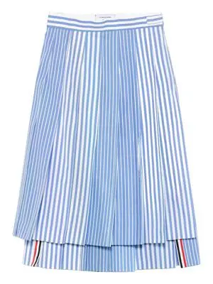 Thom Browne Pleated Striped Midi Skirt - Blue