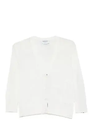 Thom Browne Feather-intarsia Cotton Cardigan - White