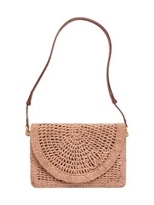 Chloé Leather-trimmed Raffia Shoulder Bag - Beige