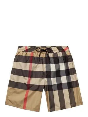 Burberry Checked Straight-leg Swim Shorts - Neutrals