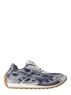 Bottega Veneta Orbit Metallic Rubber And Mesh Sneakers - Blue