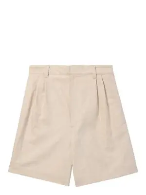 Bottega Veneta Straight-leg Pleated Linen And Cotton-blend Twill Shorts - Neutrals