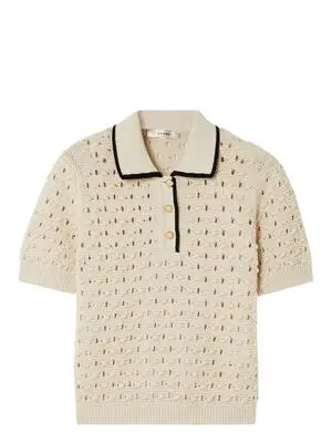 FRAME The Bauble Pointelle-knit Cotton Polo Shirt - Cream